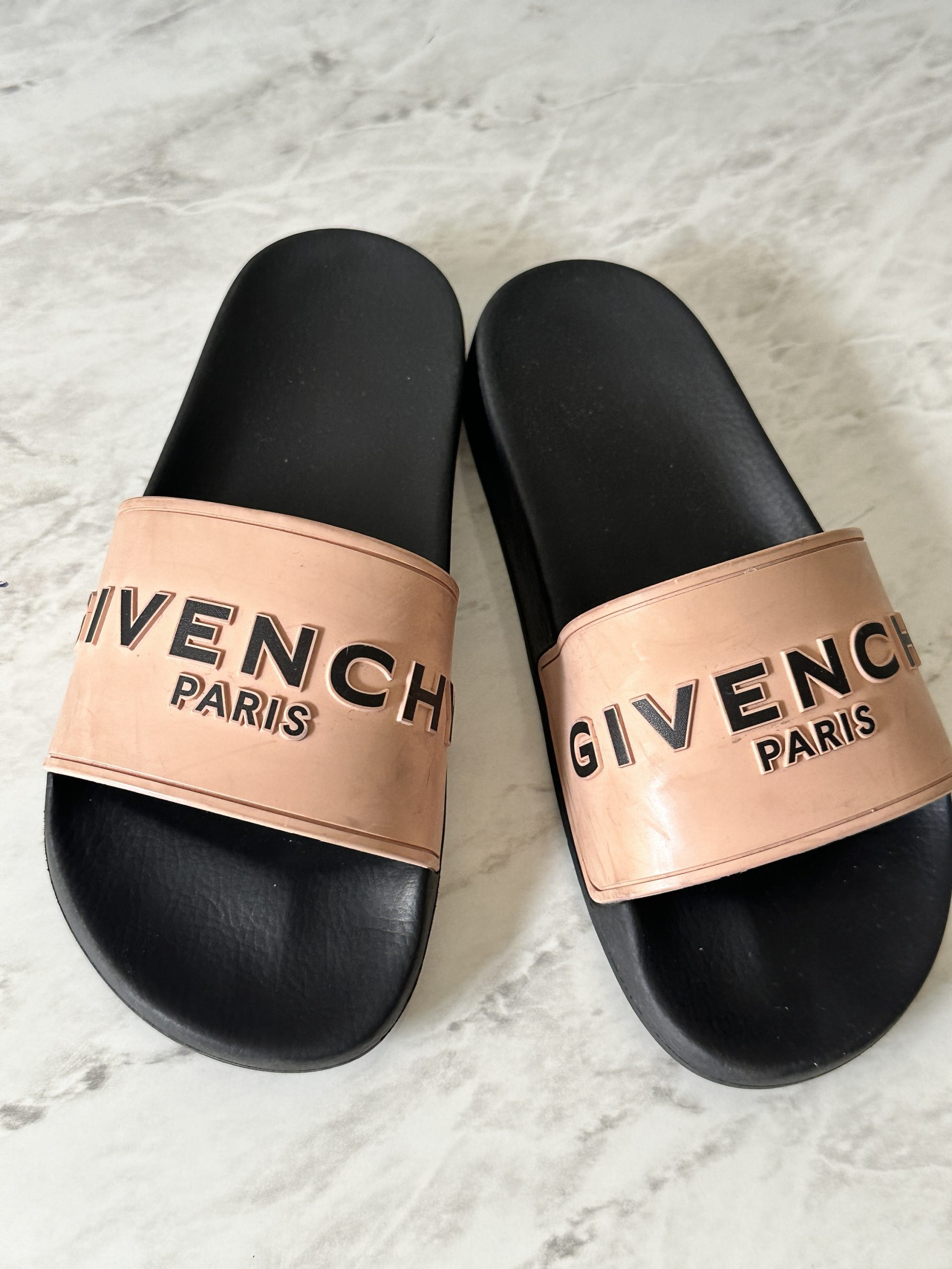 Givenchy Pool Slides Beige/Dusty Pink - The Designer Consigner